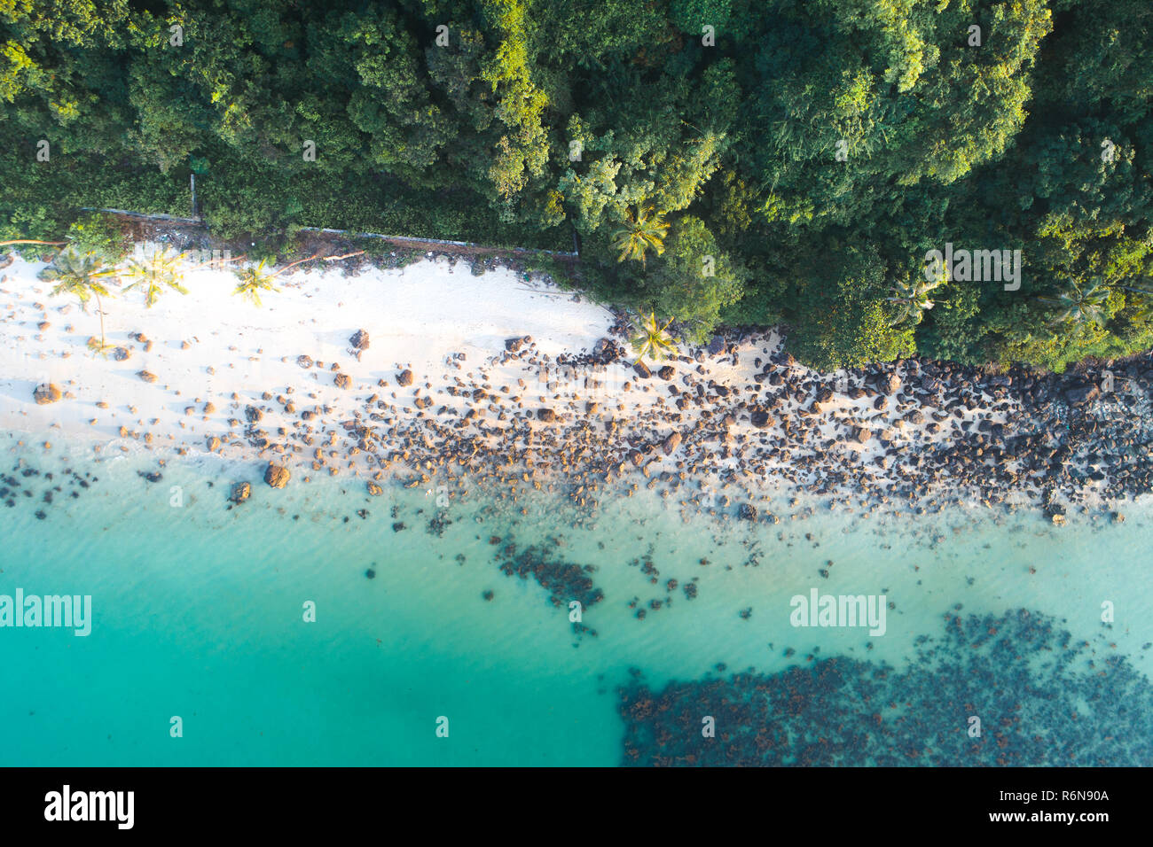 great aerial view of wonderful beach and sea in thailand, koh samui ...