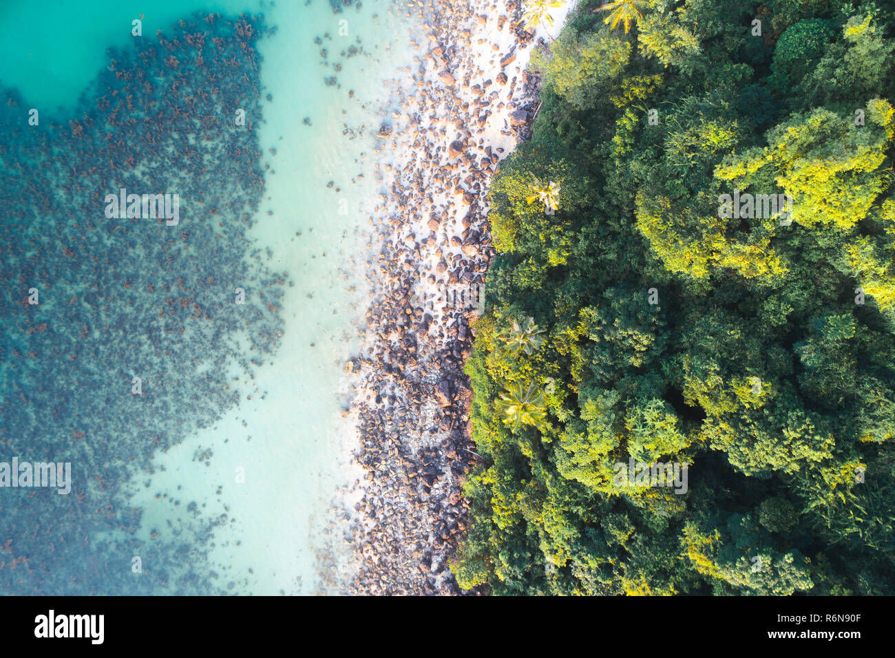 great aerial view of wonderful beach and sea in thailand, koh samui ...