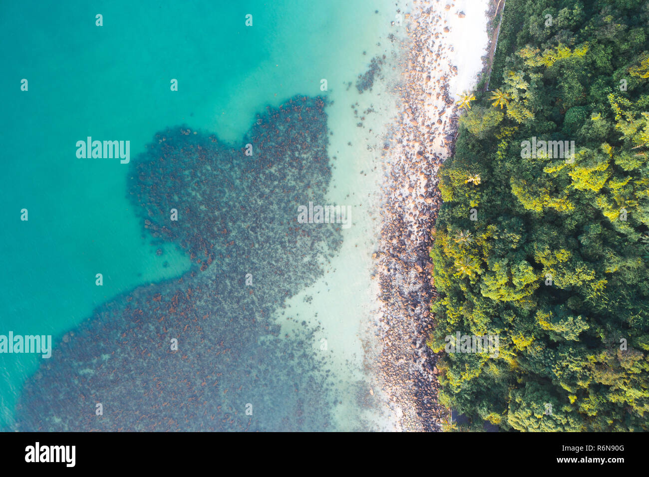 great aerial view of wonderful beach and sea in thailand, koh samui ...