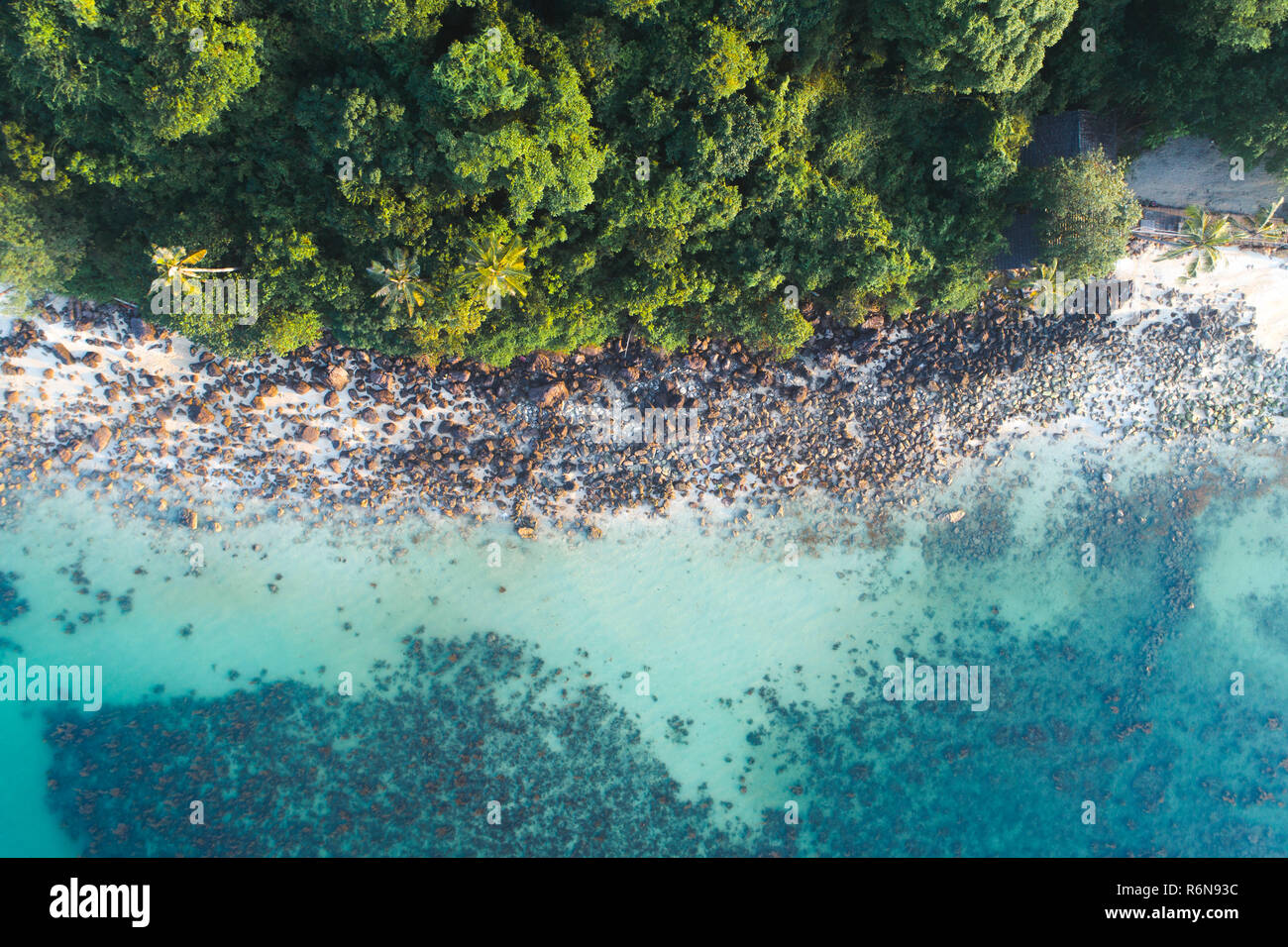 great aerial view of wonderful beach and sea in thailand, koh samui ...