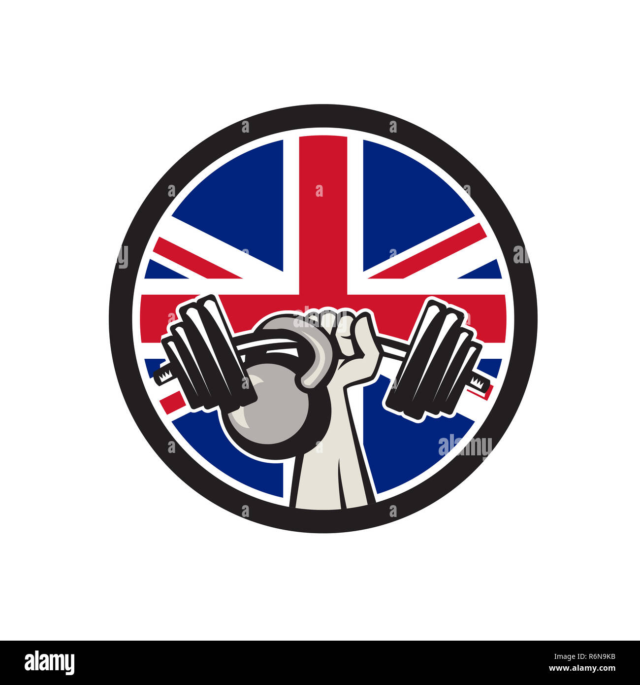 British Hand Lift Barbell Kettlebell Union Jack Flag Icon Stock Photo ...
