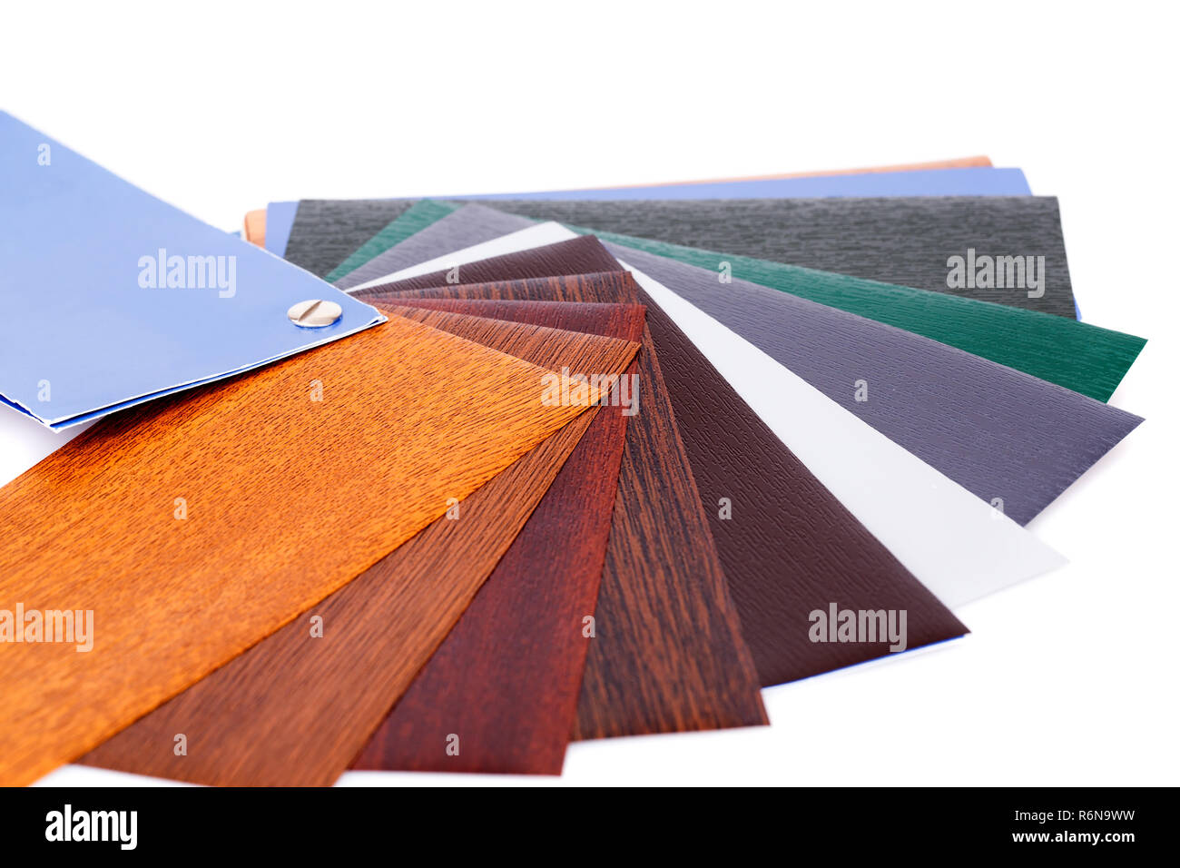 Wood coating color samples on white background Stock Photo - Alamy