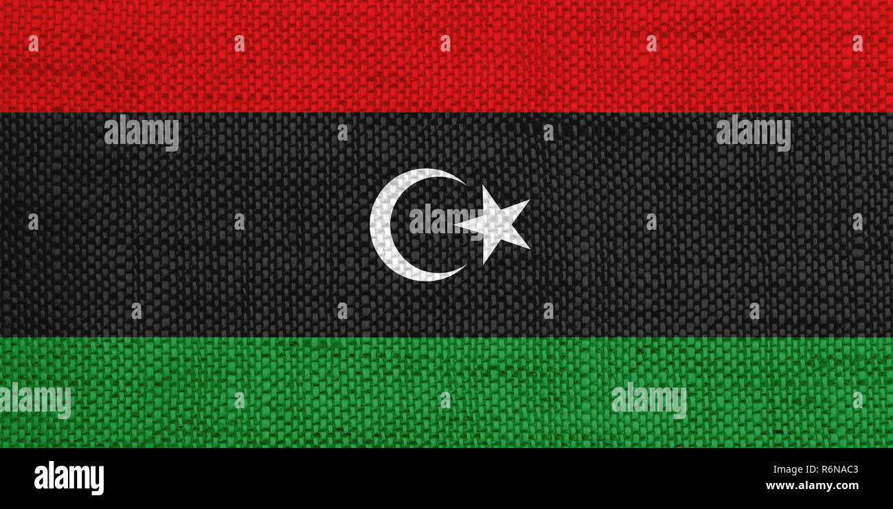 flag of libya on old linen Stock Photo - Alamy