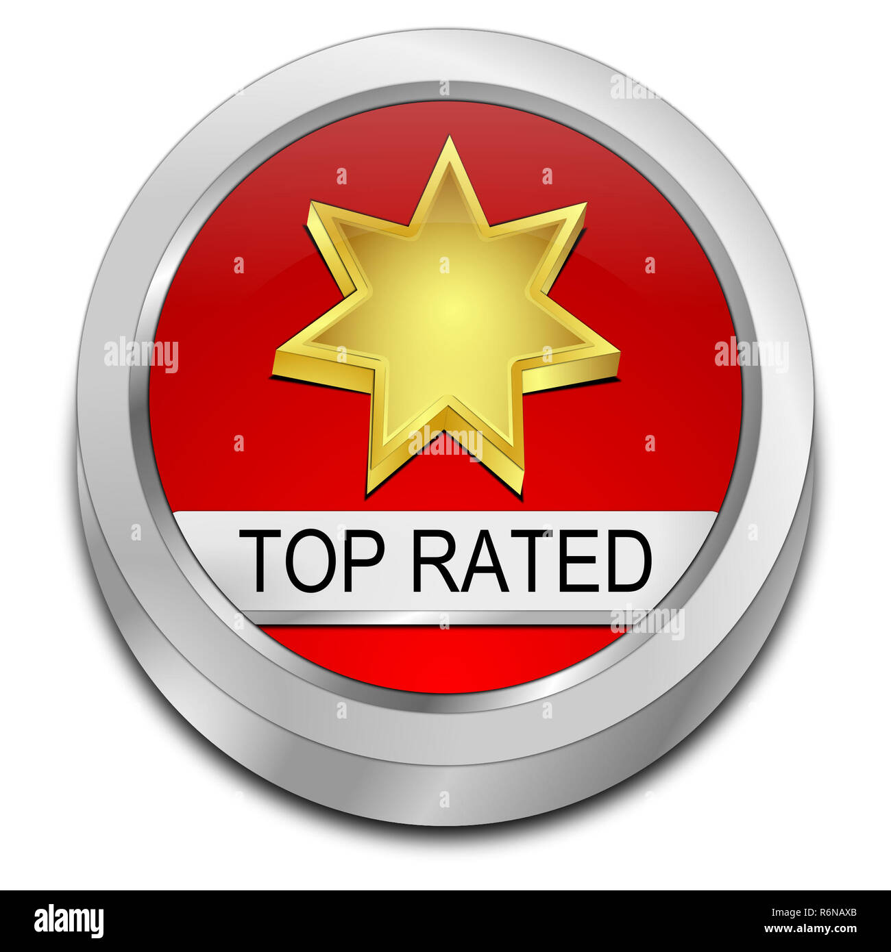 red Top Rated Button - 3D illustration Stock Photo - Alamy