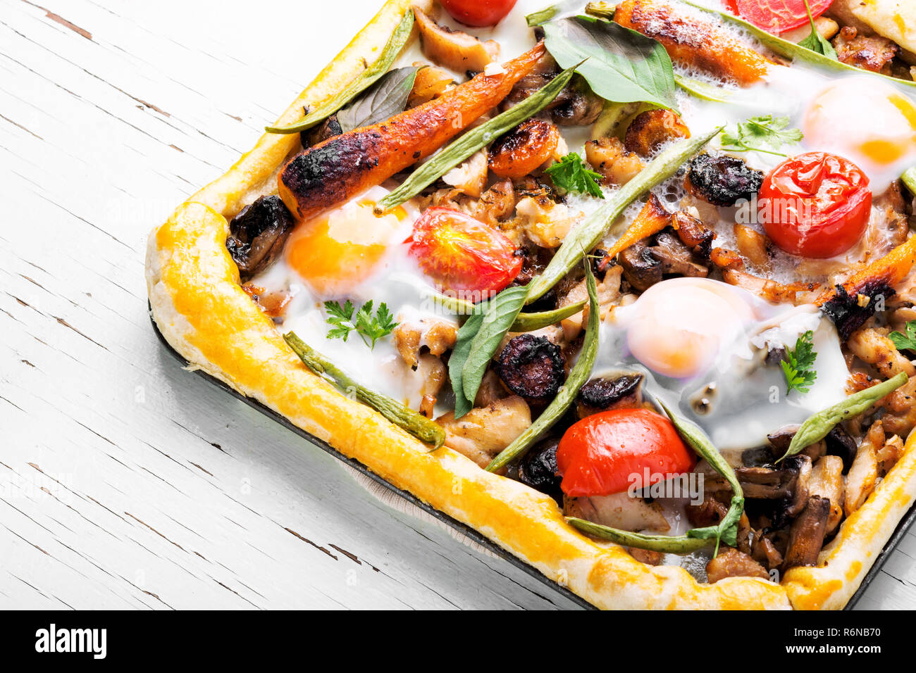 Homemade open pie with fresh vegetables.Vegetable pie Stock Photo - Alamy