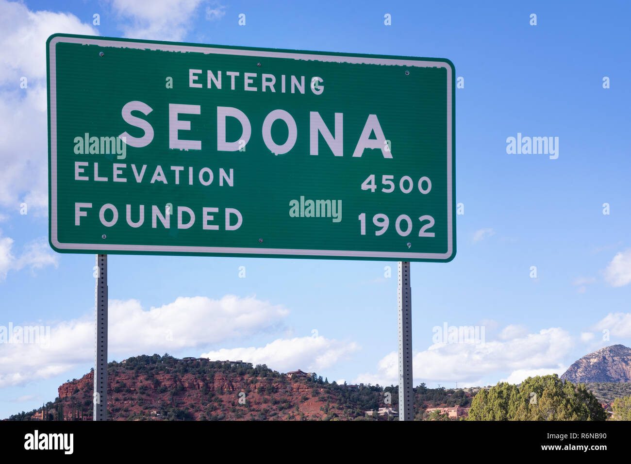Sedona, Arizona, road sign with landscape Stock Photo - Alamy