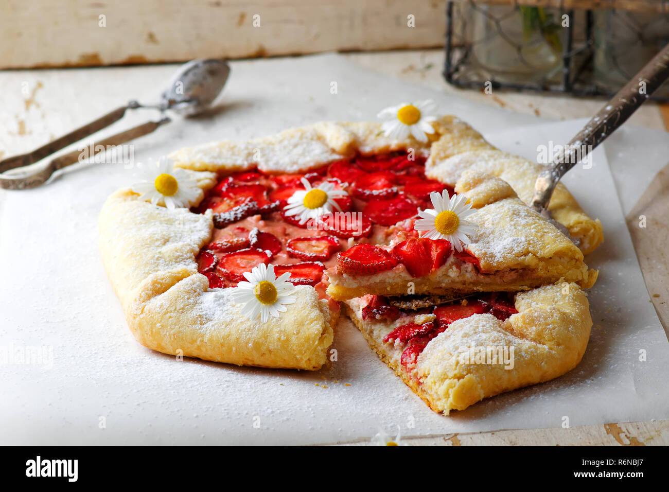 Rustic strawberry tart..rustic style.selective focus Stock Photo - Alamy