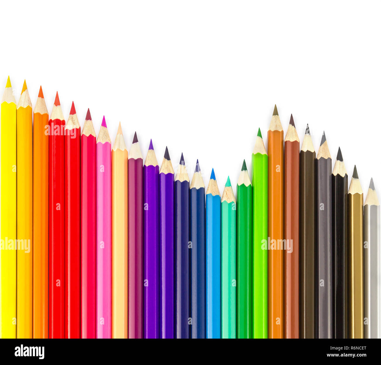 Sets of colored pencils in rows Stock Photo - Alamy