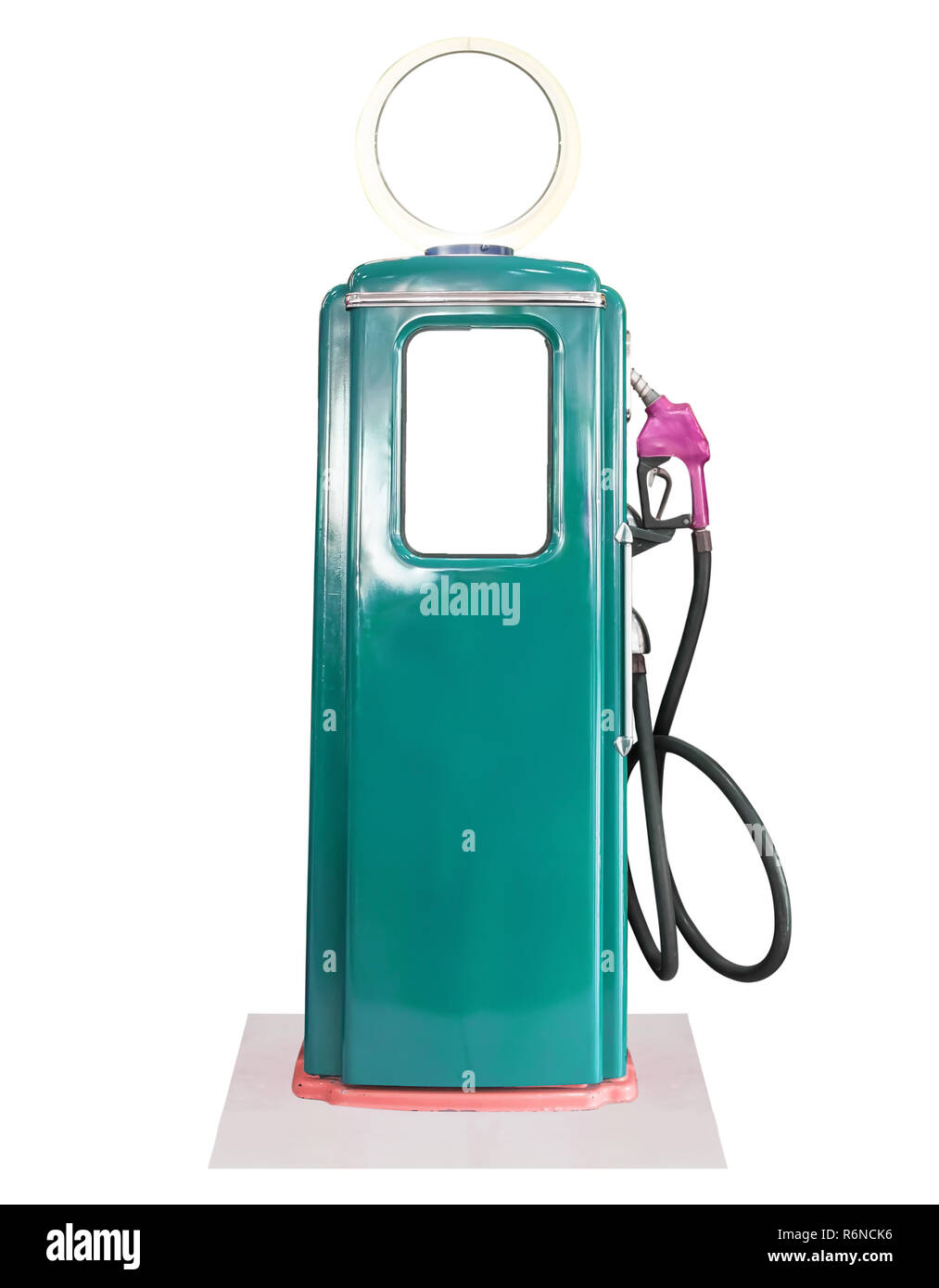 Vintage blue fuel pump on white background Stock Photo - Alamy