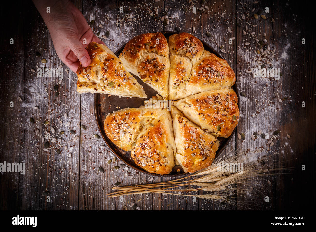 Homemade rustic triangle buns Stock Photo - Alamy