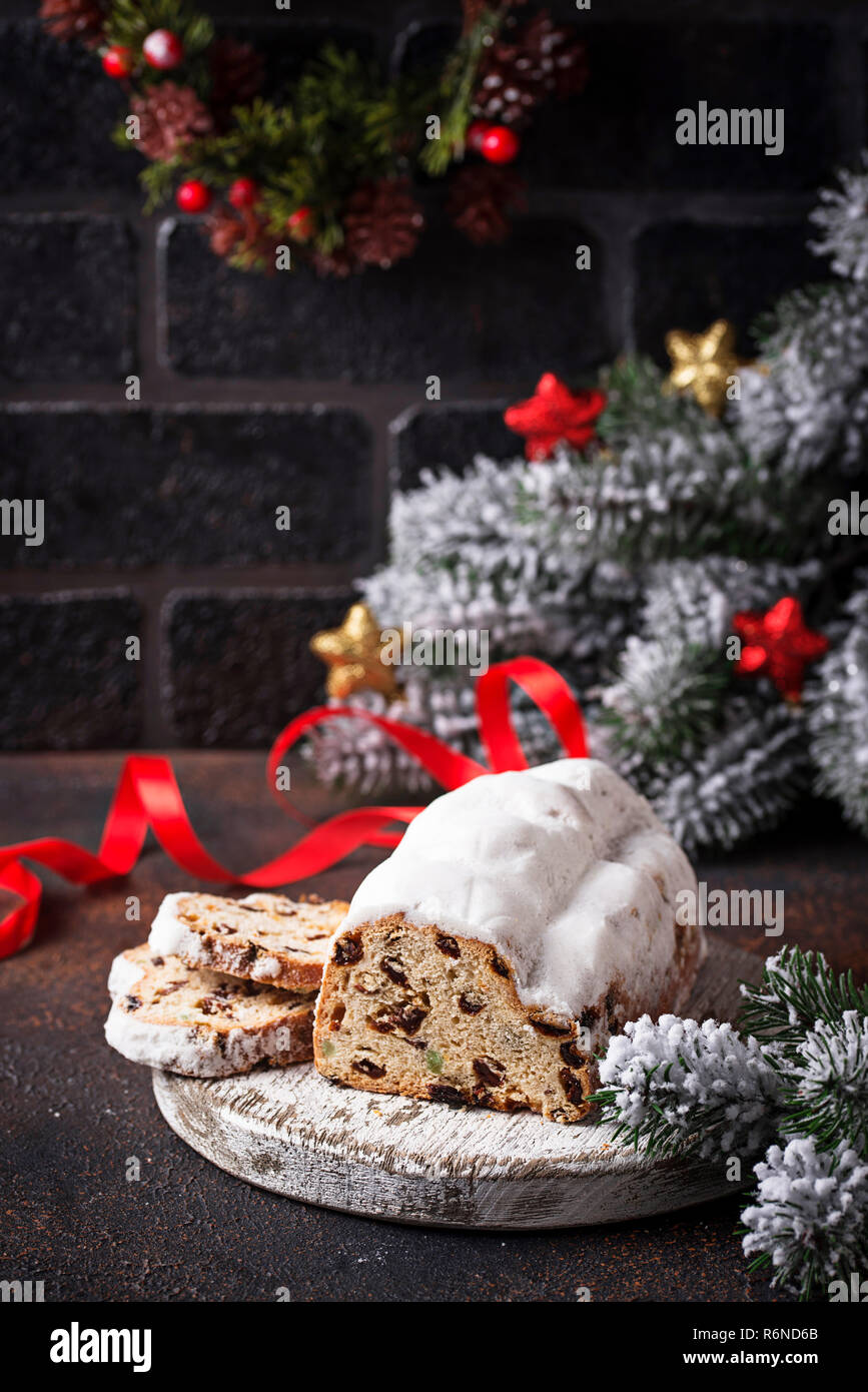 Traditional German Christmas cake stollen Stock Photo - Alamy