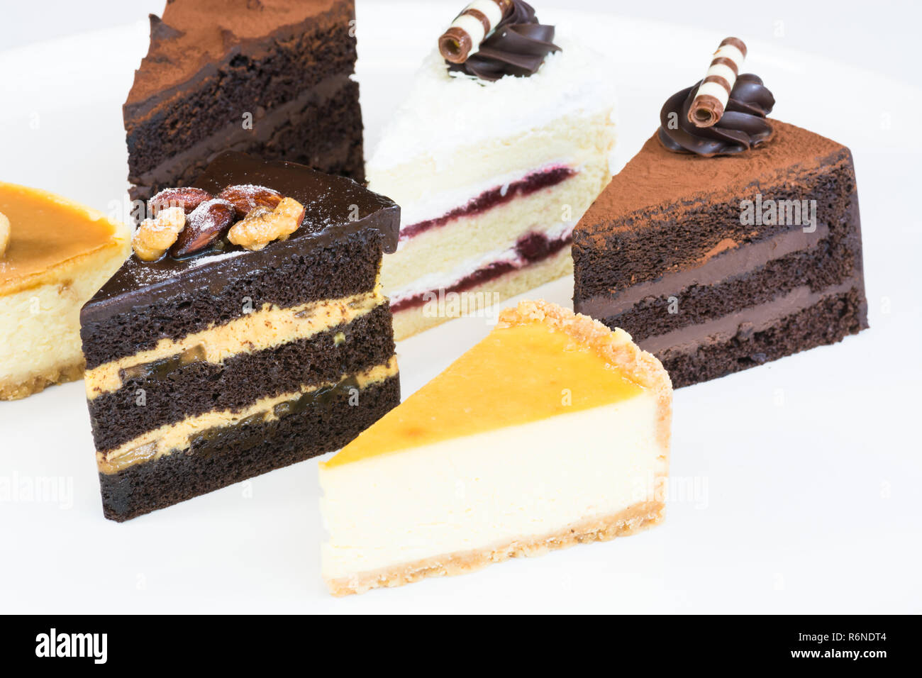 Variety sliced cakes on plate hi-res stock photography and images - Alamy
