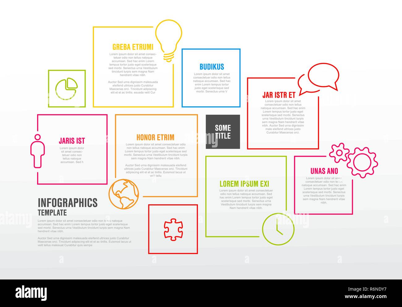 Vector Infographic report template made from lines and squares Stock ...