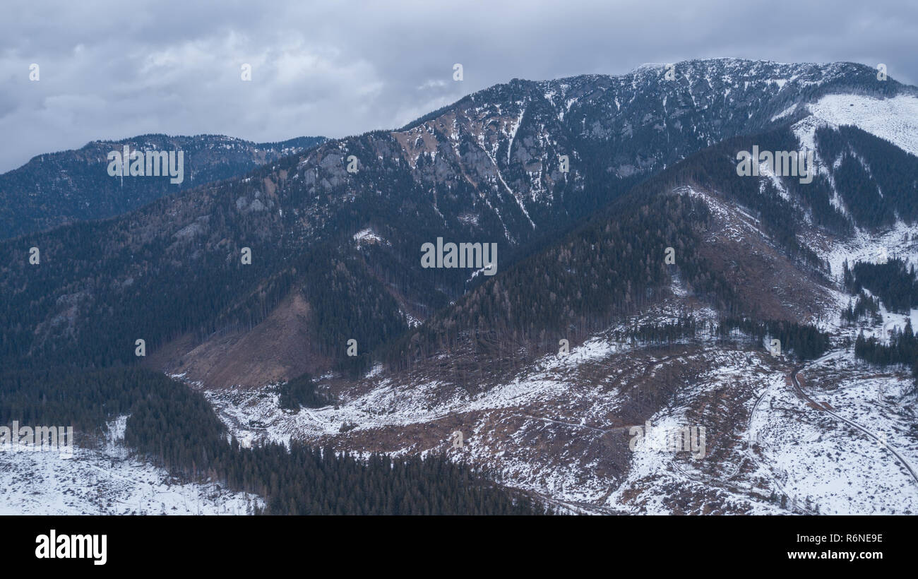 ski resort Jasna Slovakia mountain aerial drone top view Stock Photo ...