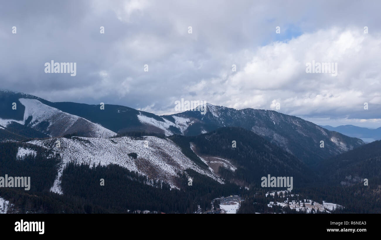 ski resort Jasna Slovakia mountain aerial drone top view Stock Photo ...
