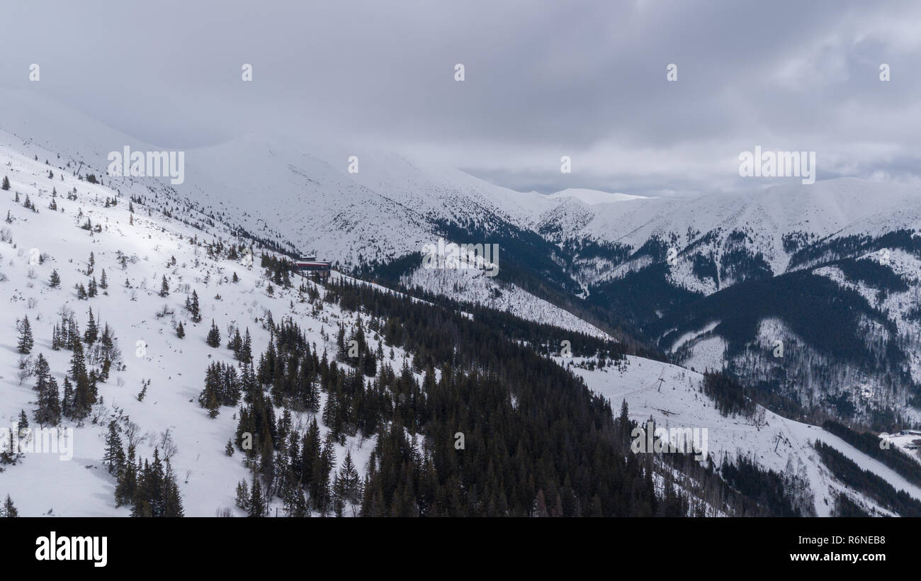 ski resort Jasna Slovakia mountain aerial drone top view Stock Photo ...