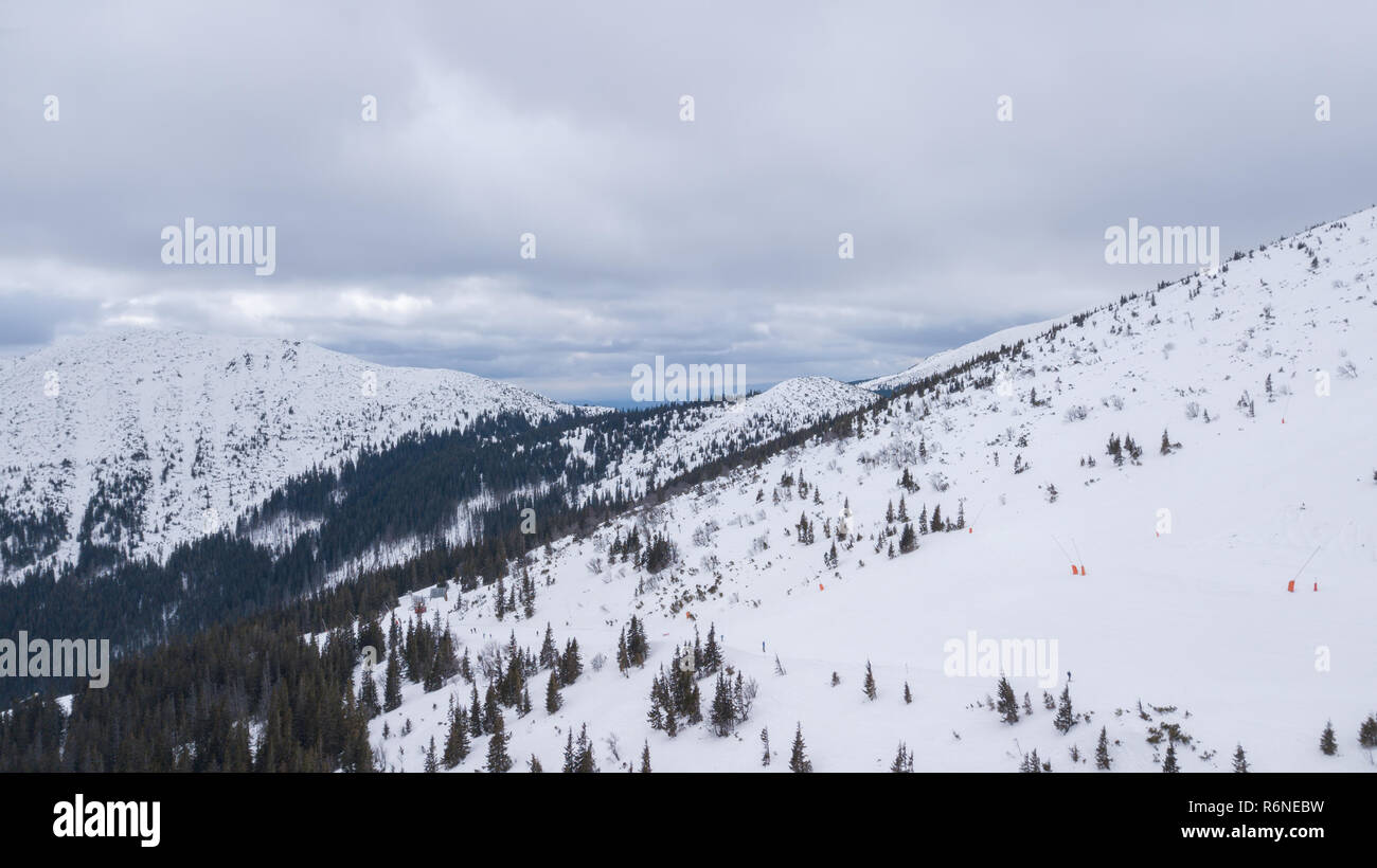 ski resort Jasna Slovakia mountain aerial drone top view Stock Photo ...