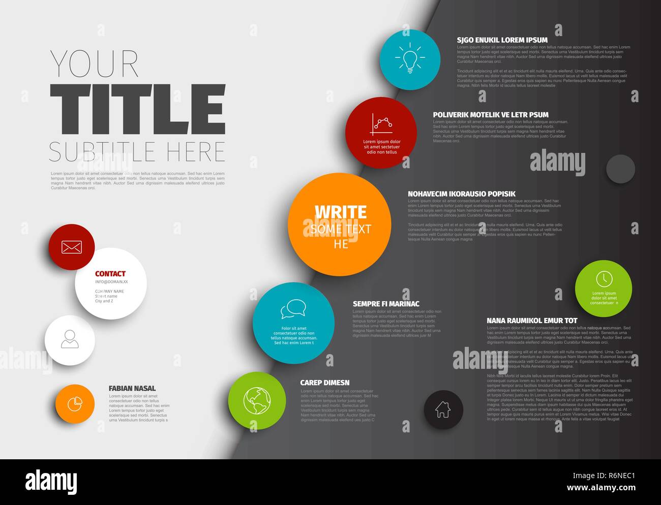 Vector Simple Infographic report template with circles and icons Stock ...