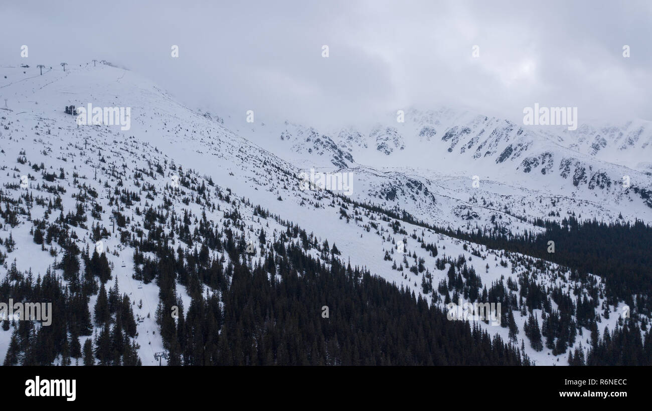 ski resort Jasna Slovakia mountain aerial drone top view Stock Photo ...