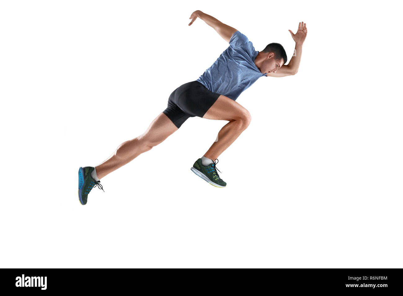 The studio shot of high jump athlete is in action Stock Photo - Alamy