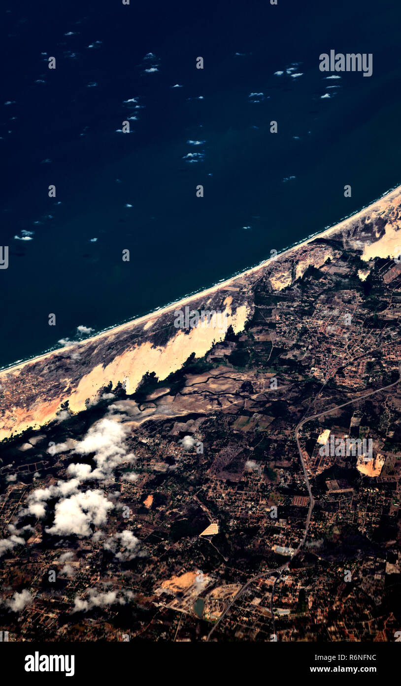 Aerial view of brazilian Atlantic coast, state Ceará, Brazil, South ...