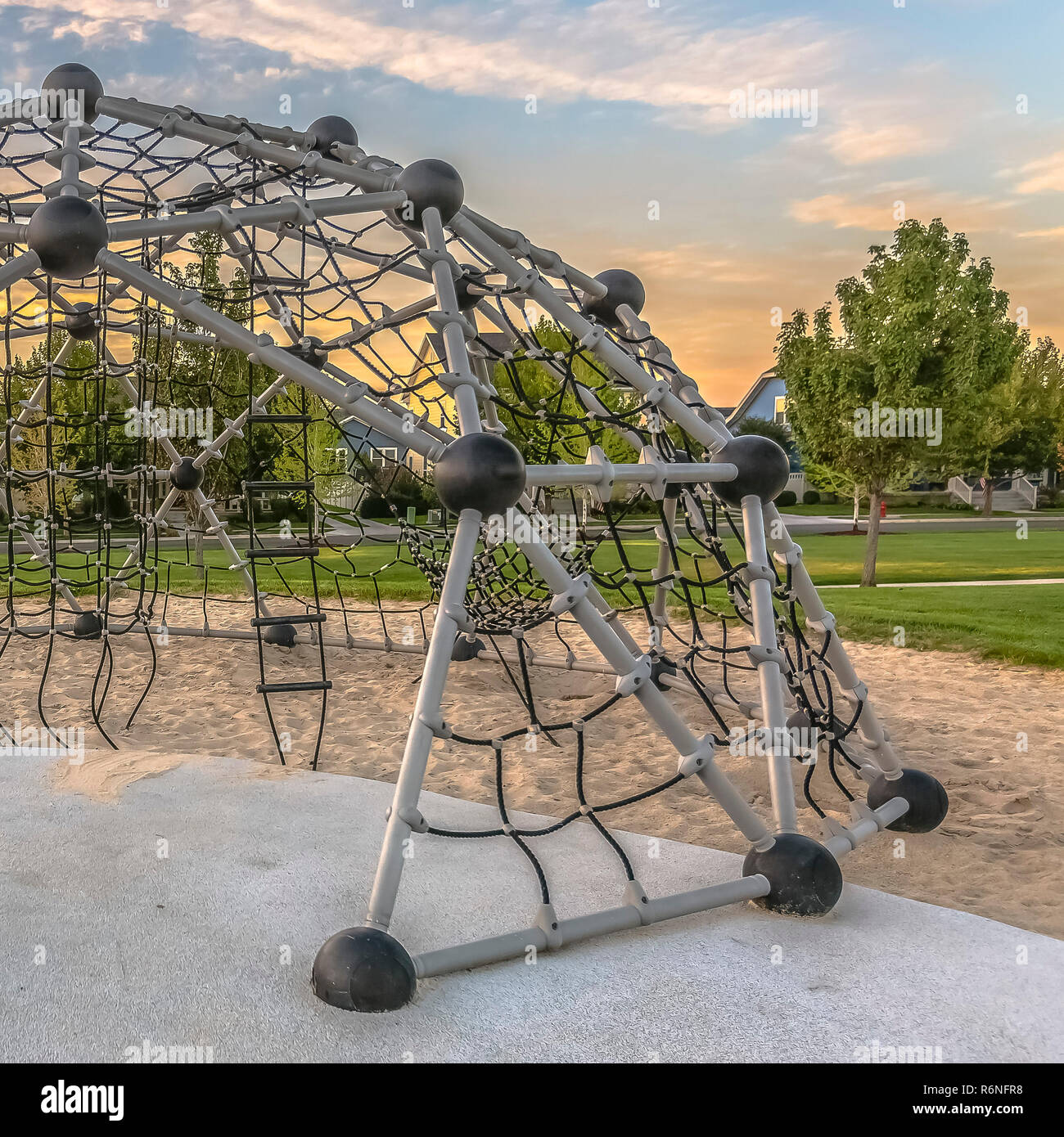Geodesic dome with rope ladders in Daybreak Utah Stock Photo - Alamy