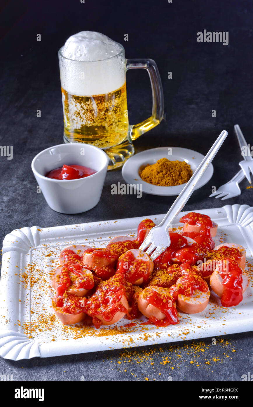 curry bockwurst with beer Stock Photo - Alamy
