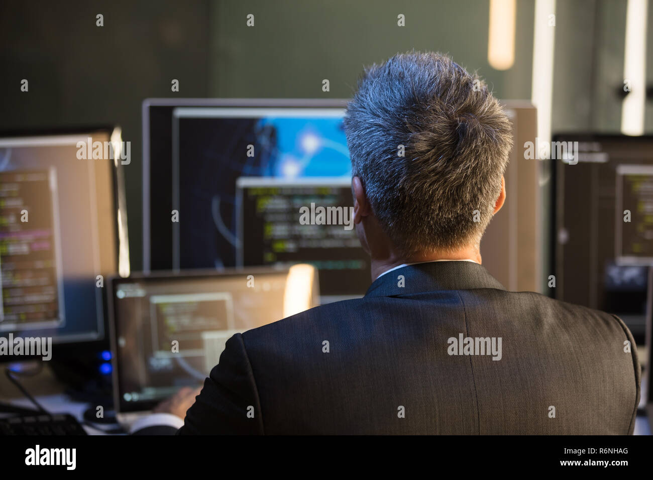Businessman looking computer screen concern hi-res stock photography ...