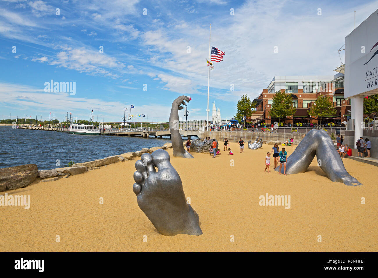Awakening Sculpture at National Harbor. A famous statue of a giant ...