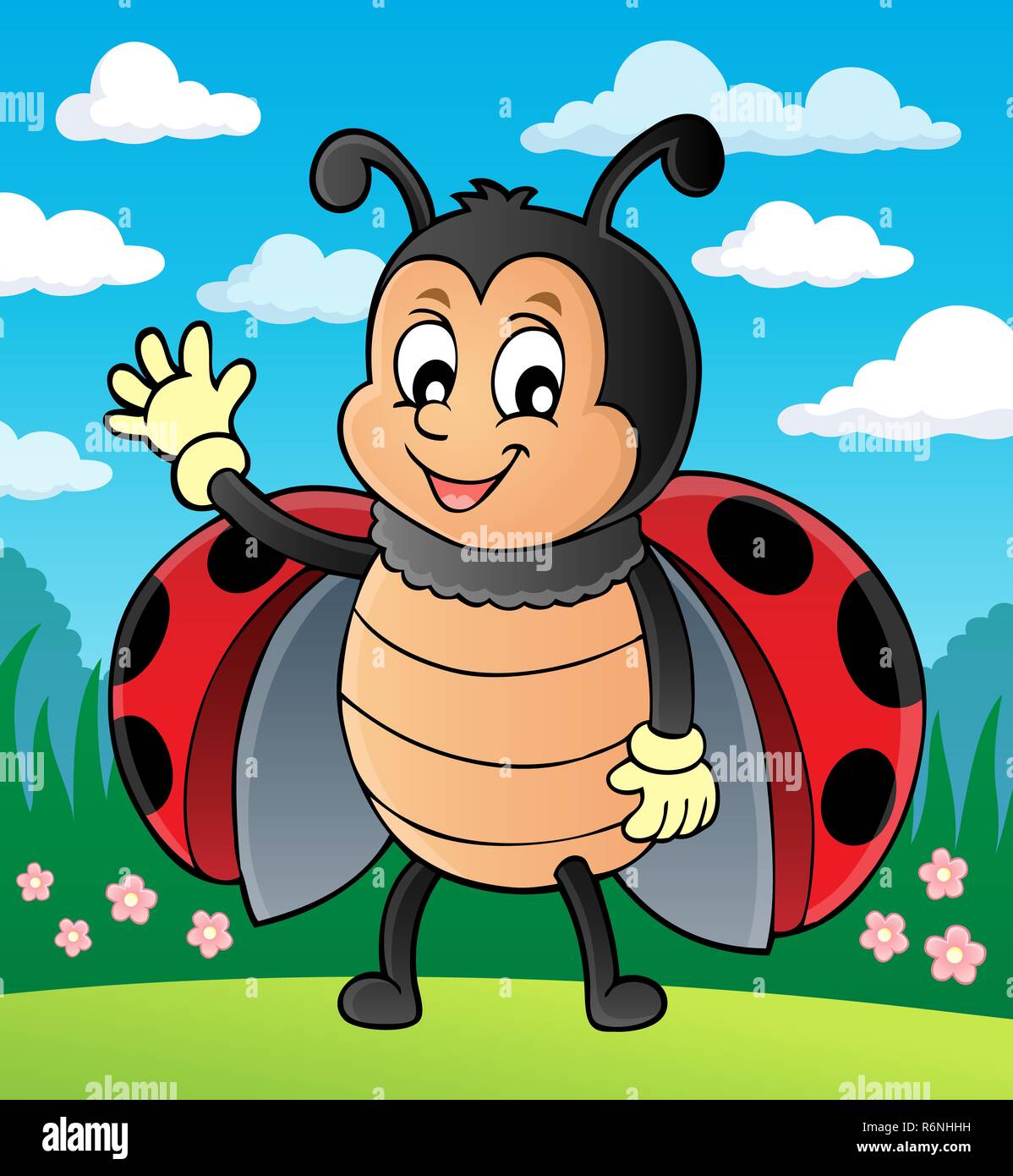 Waving ladybug theme image 2 Stock Photo - Alamy