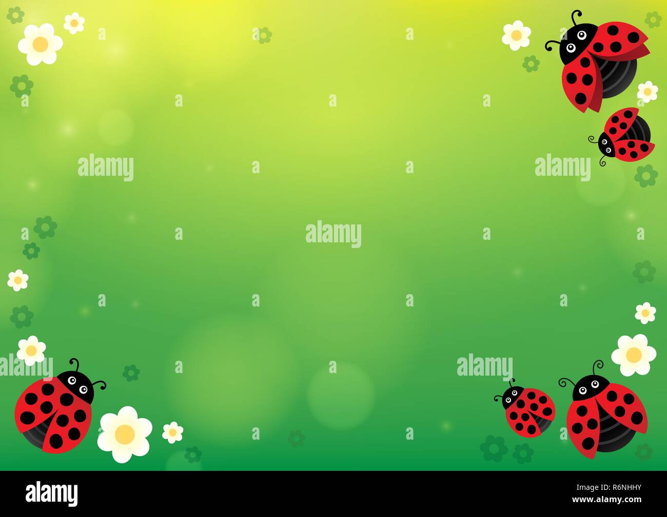 Spring background with ladybugs 1 Stock Photo - Alamy