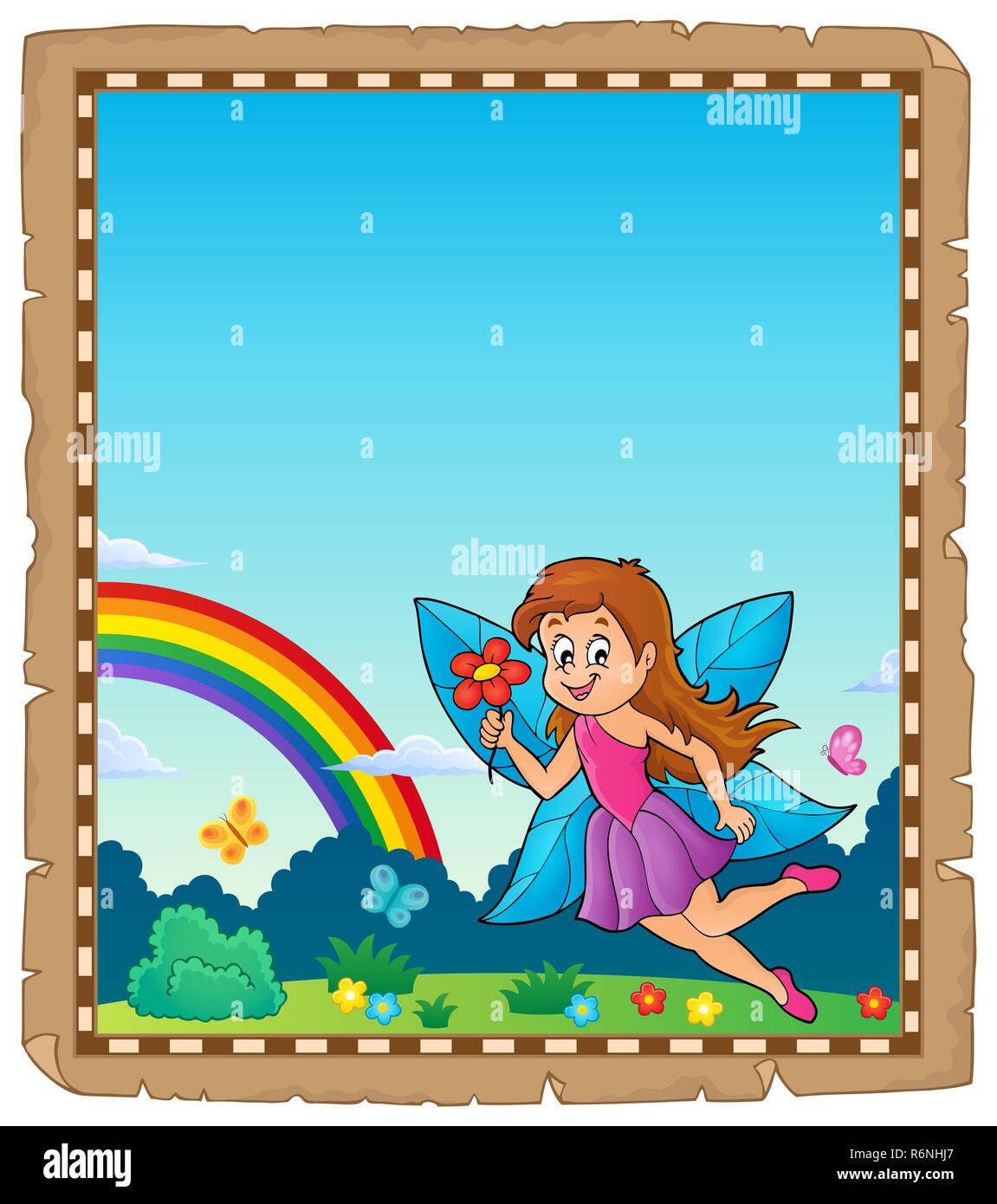 Parchment with happy fairy theme 1 Stock Photo - Alamy
