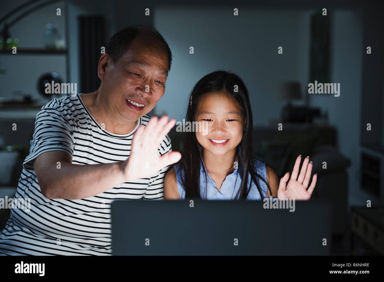 Staying Connected with Family using Technology Stock Photo - Alamy