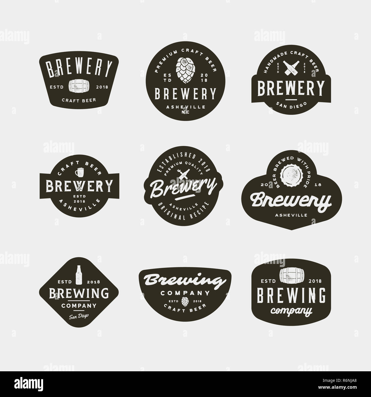 set of vintage brewery logos. vector illustration Stock Photo - Alamy