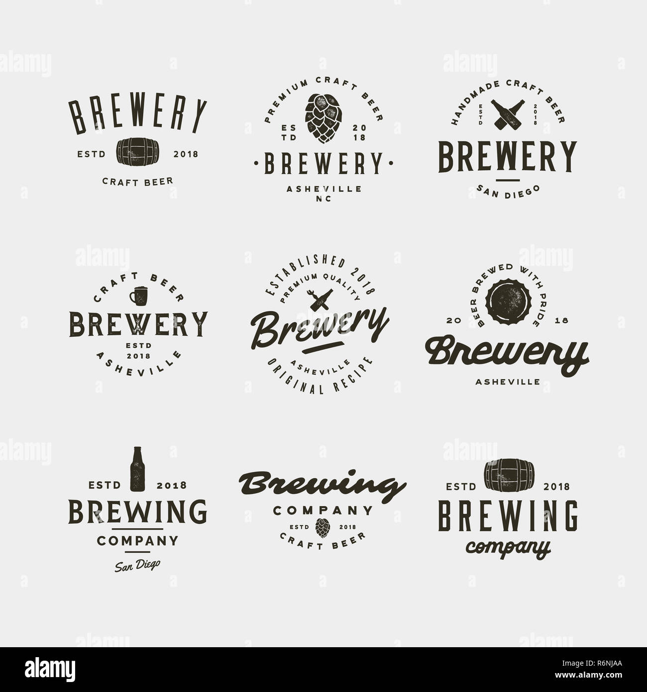 set of vintage brewery logos. vector illustration Stock Photo - Alamy