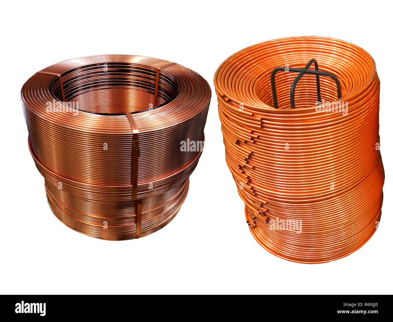 Isolated of coil of Copper tubes are rolling and packing Stock Photo ...