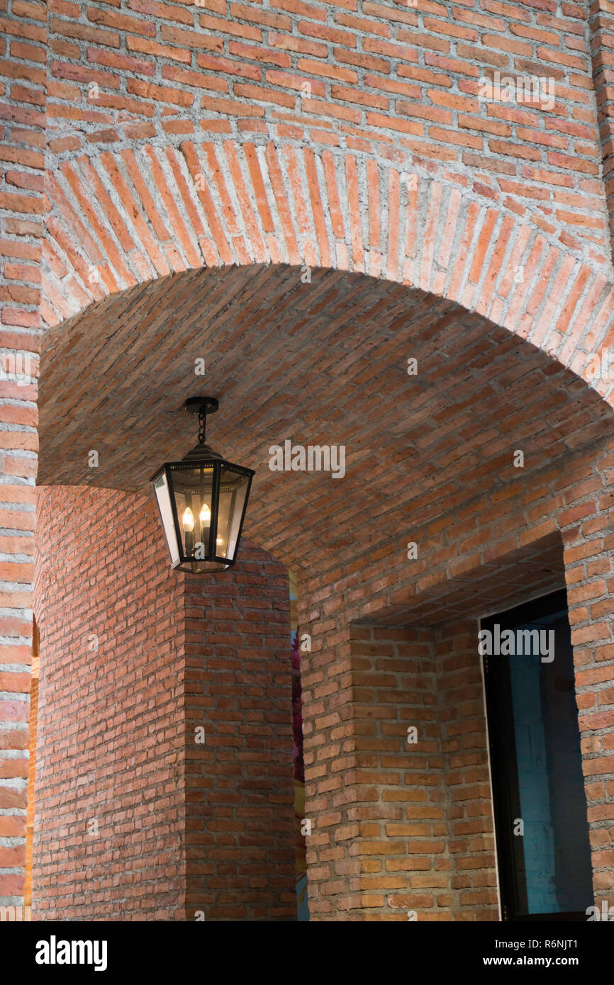 Vintage window of tunnel made by brick with lighting Stock Photo - Alamy