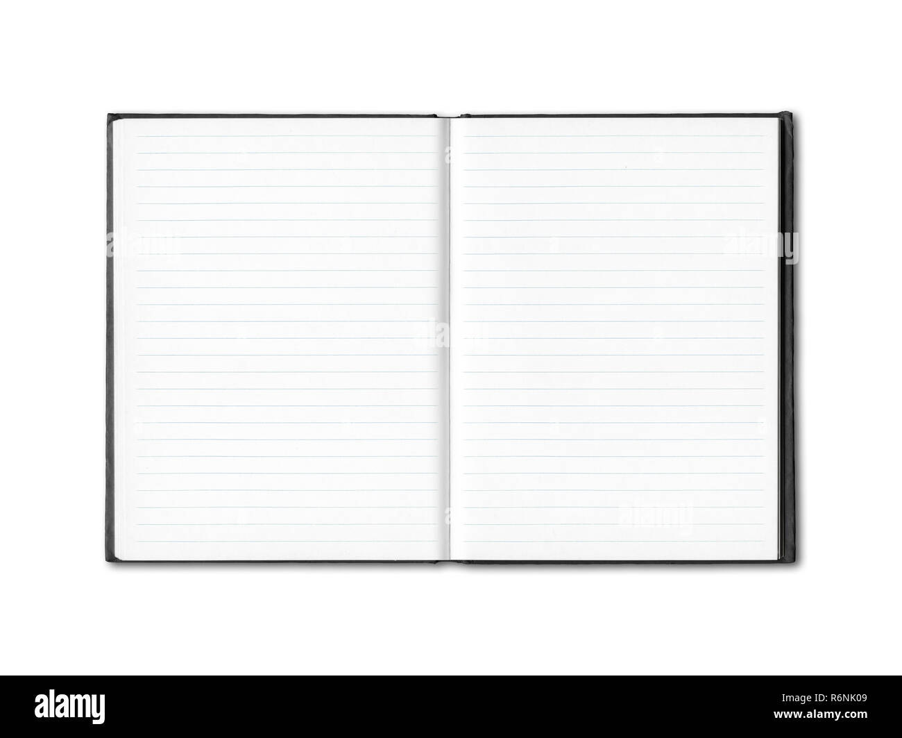 Blank open lined notebook isolated on white Stock Photo - Alamy