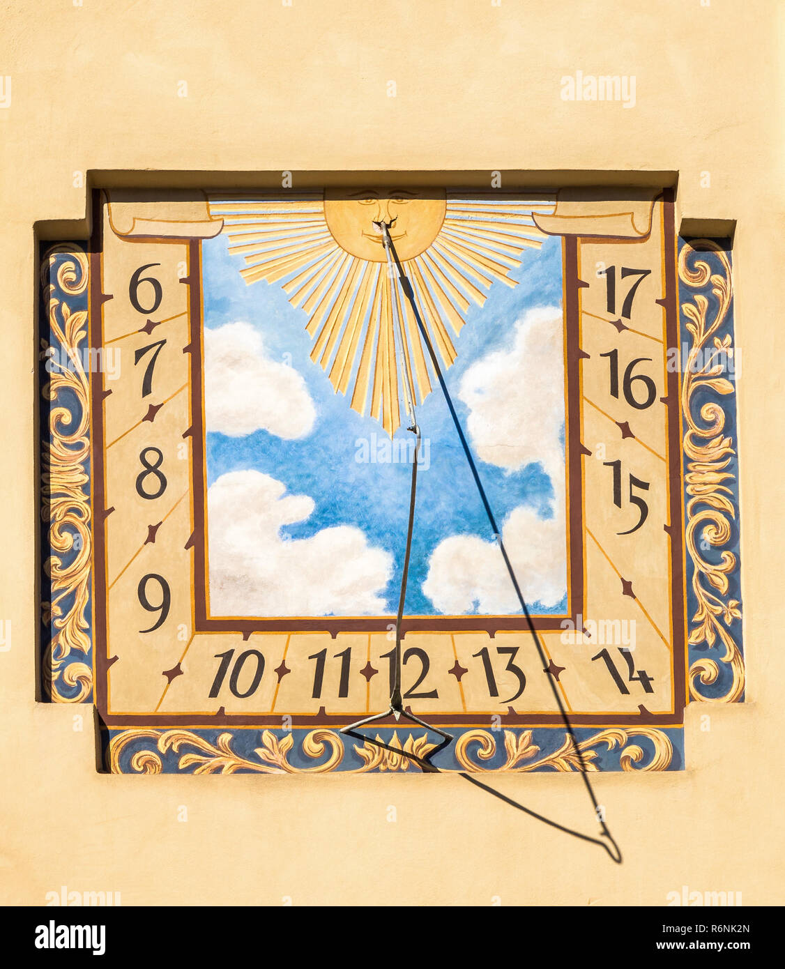 sundial at historic building in bavaria Stock Photo - Alamy