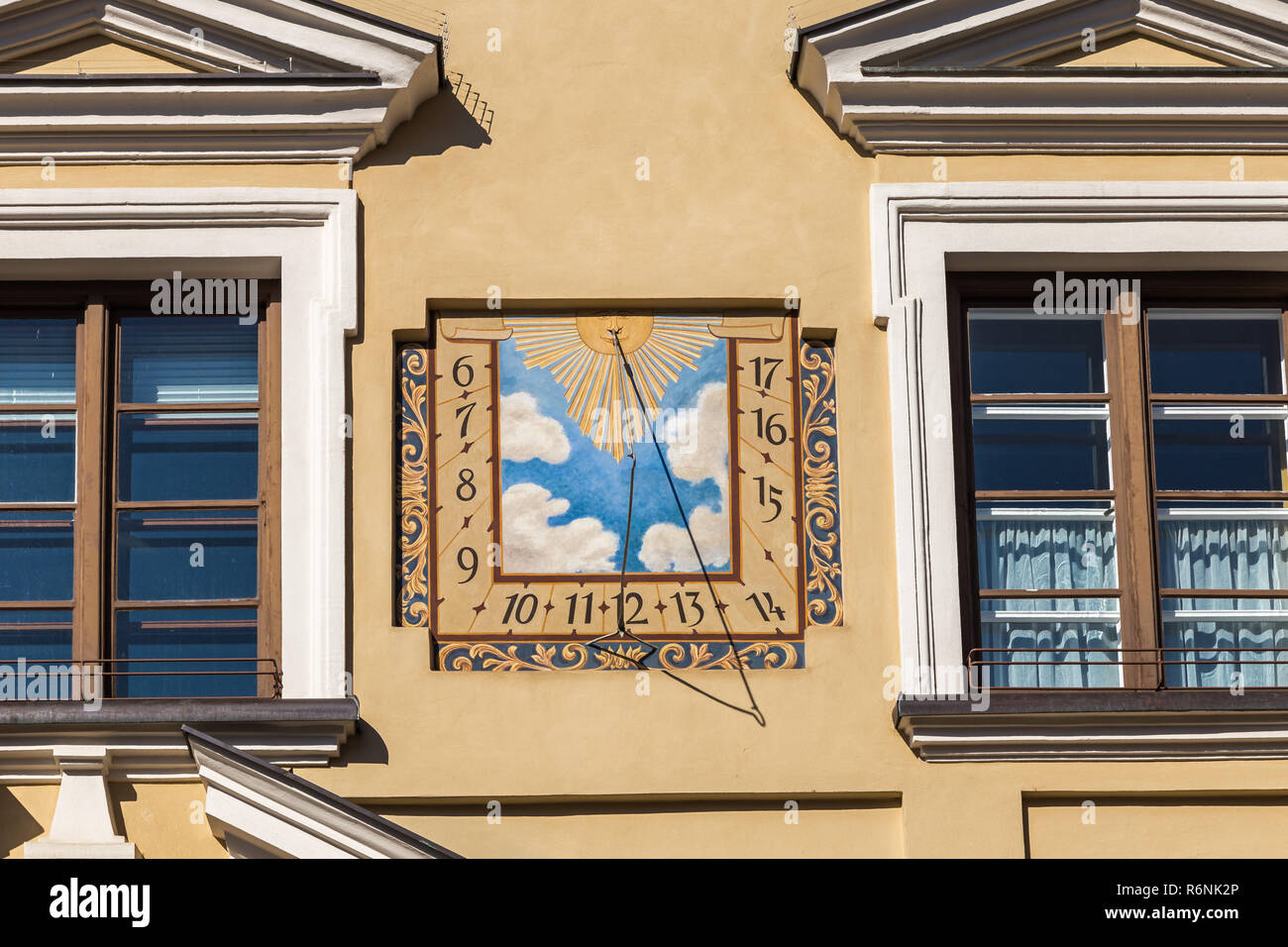 sundial at historic building in bavaria Stock Photo - Alamy