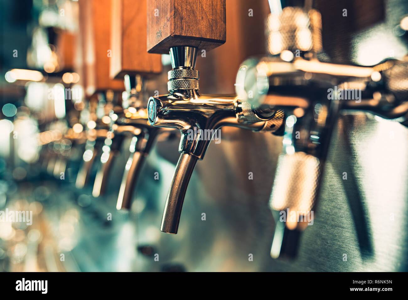 Beer taps in a pub Stock Photo - Alamy