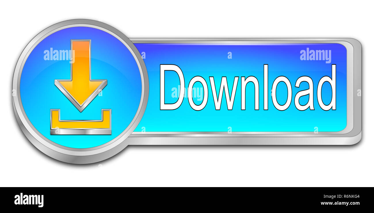 glossy blue Download button - 3D illustration Stock Photo - Alamy