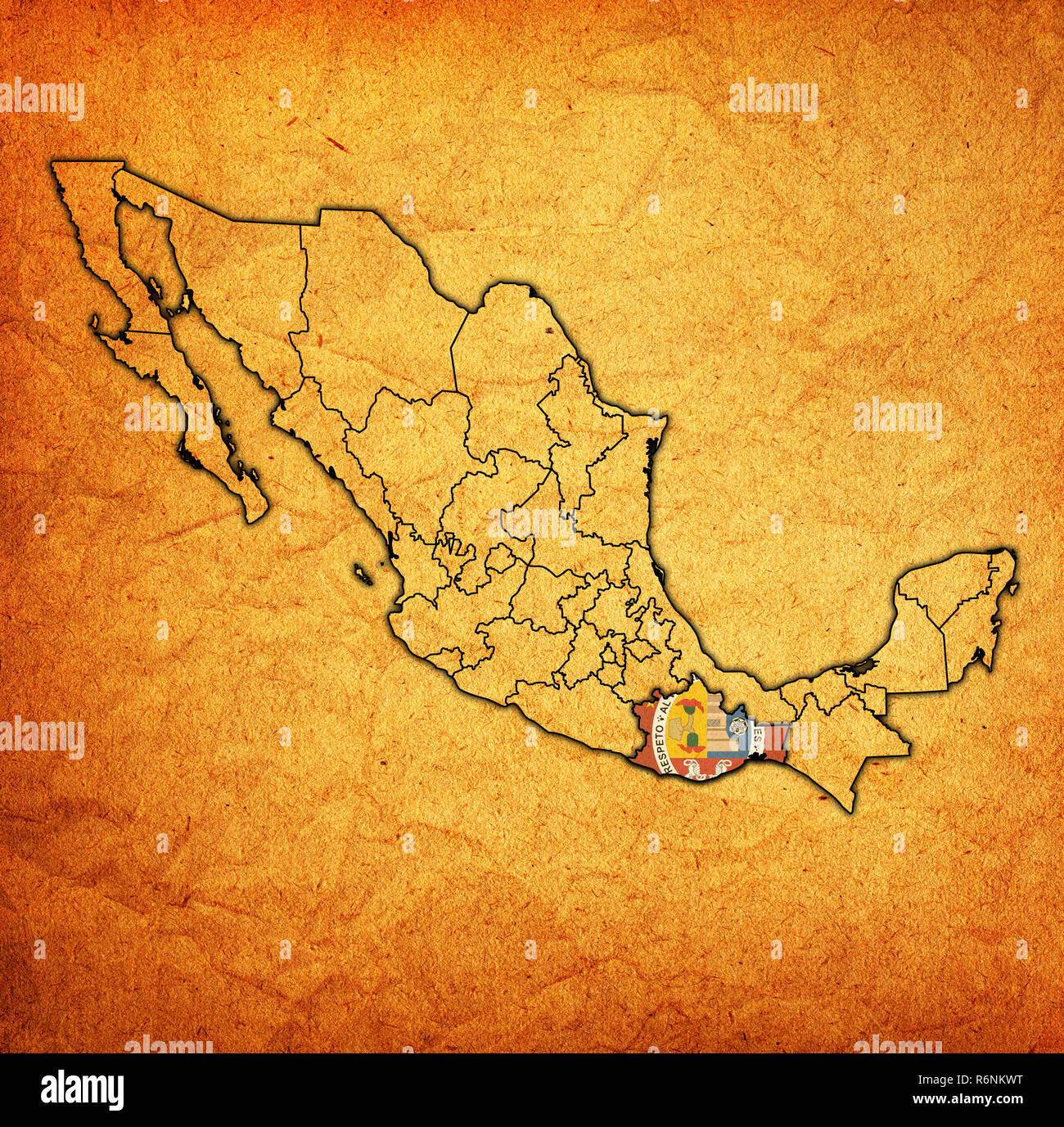 Oaxaca on administration map of Mexico Stock Photo - Alamy