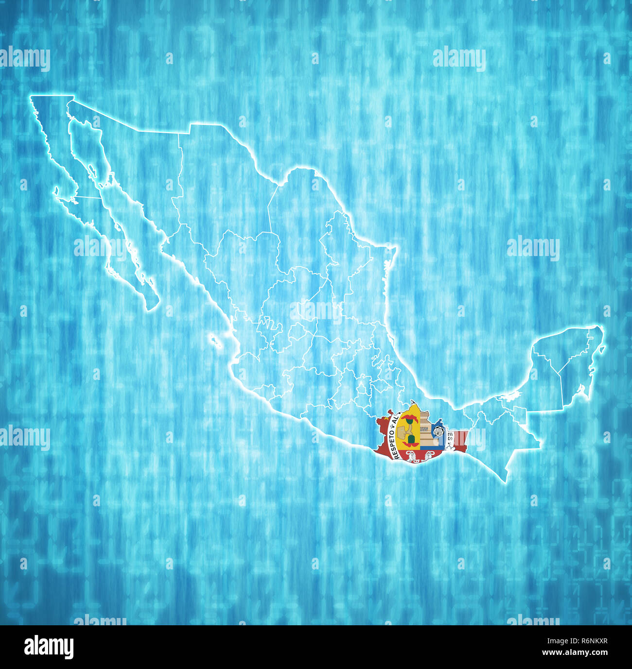 Oaxaca on administration map of Mexico Stock Photo - Alamy