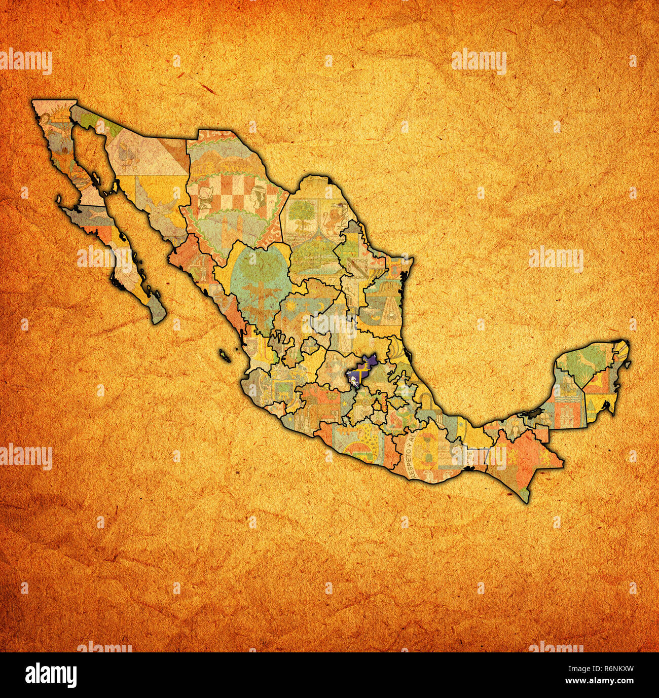 Queretaro on administration map of Mexico Stock Photo - Alamy