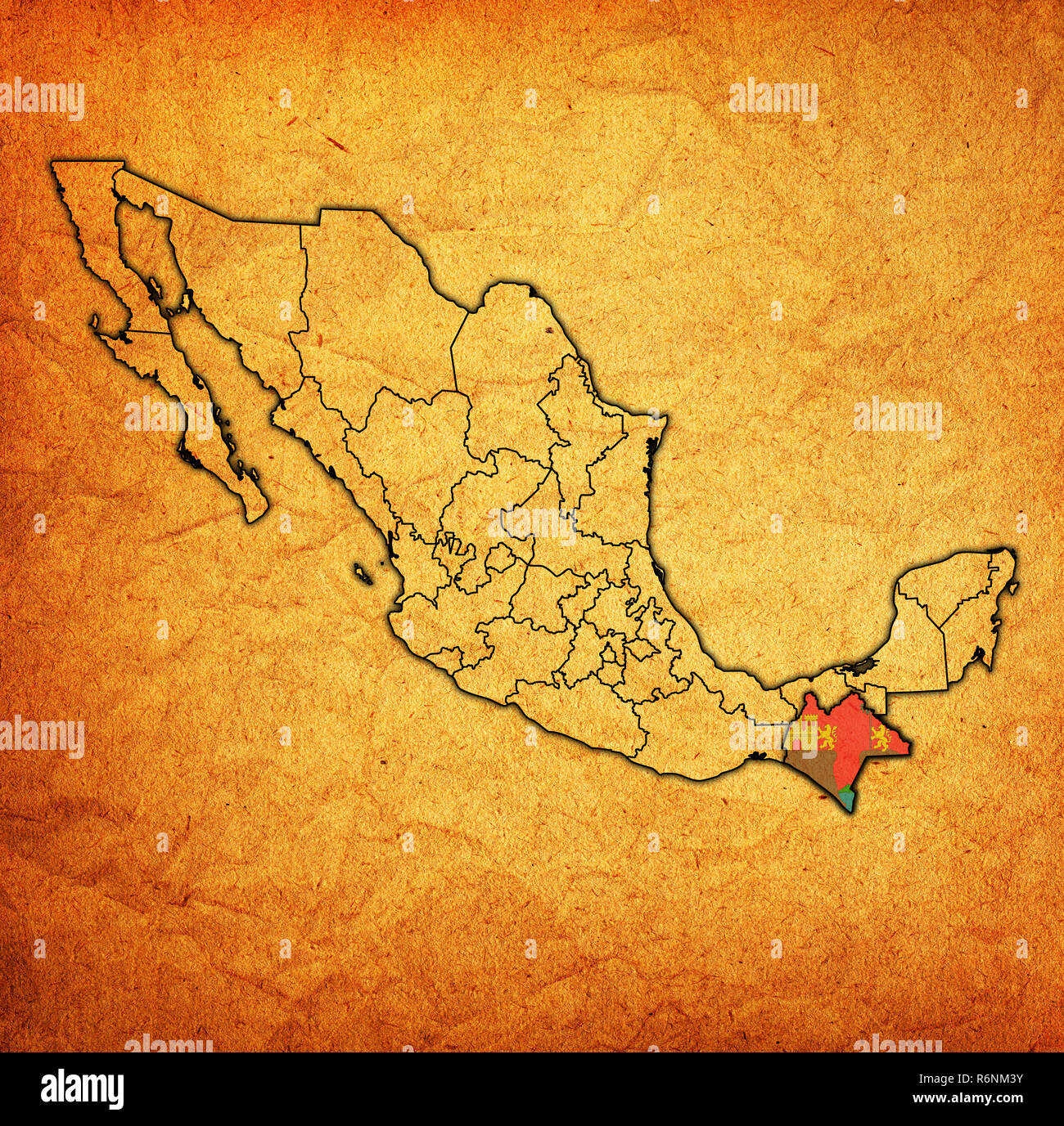 Chiapas on administration map of Mexico Stock Photo - Alamy