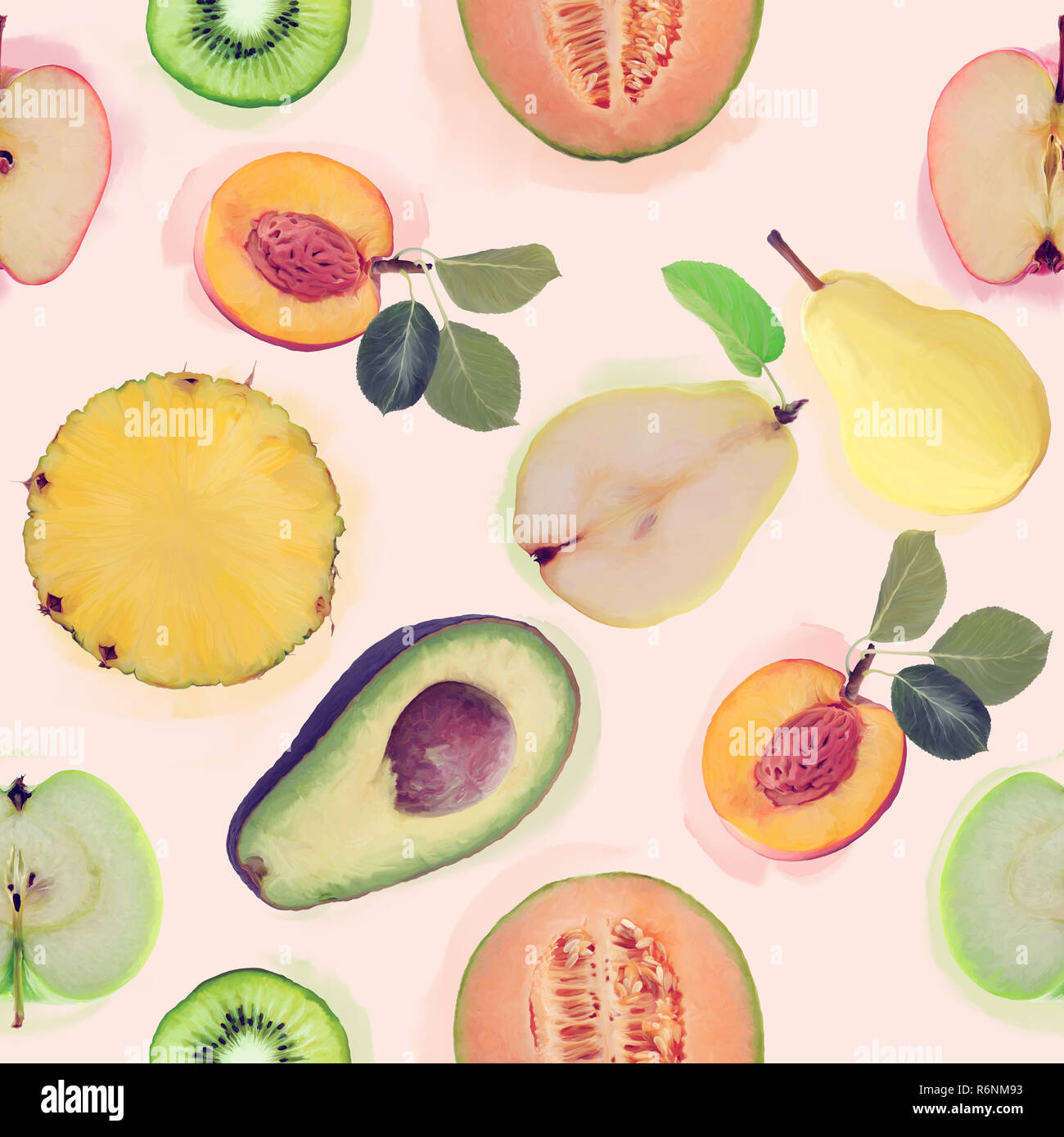 seamless pattern with fresh fruits Stock Photo - Alamy