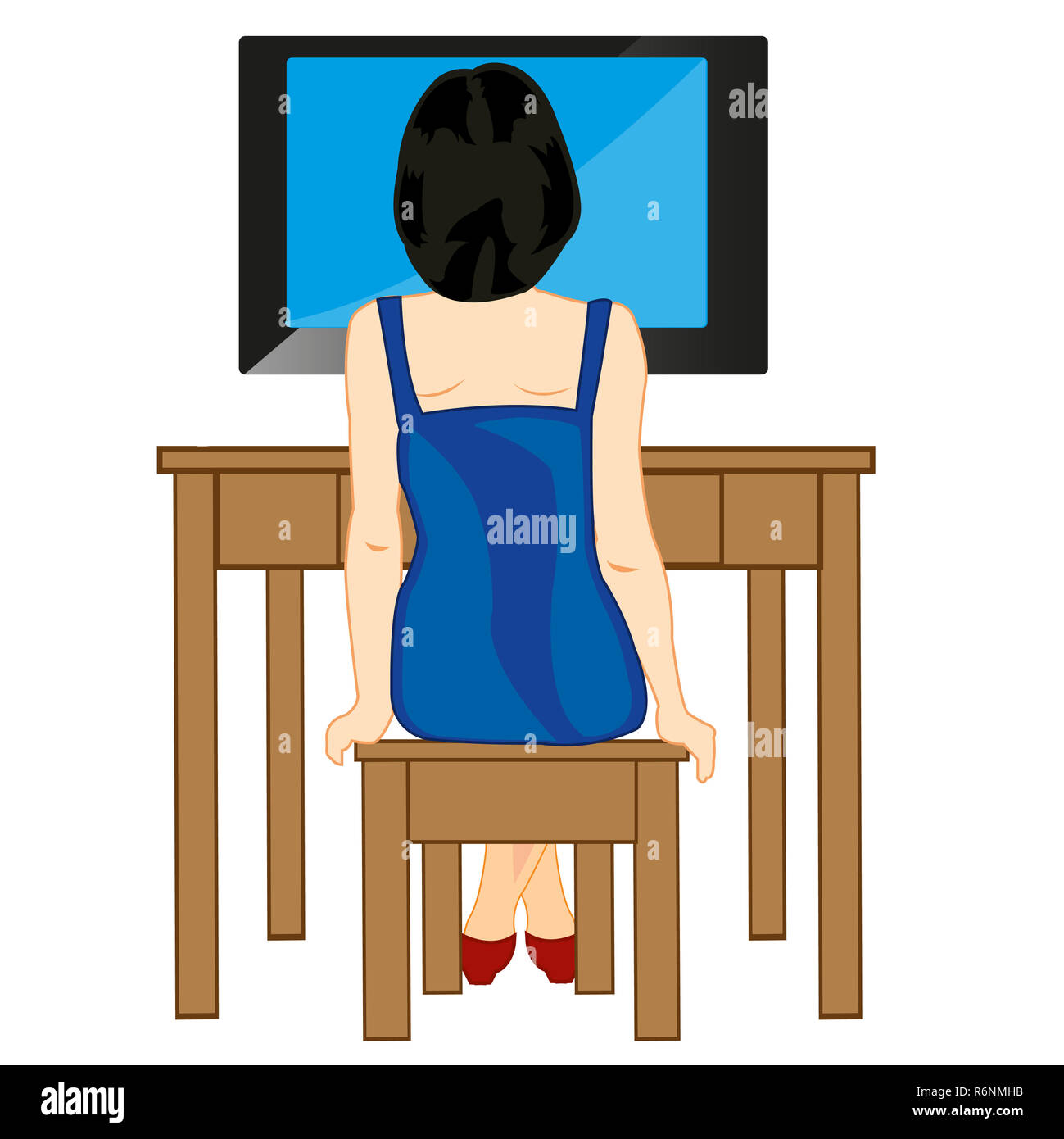 Girl looks television set Stock Photo - Alamy