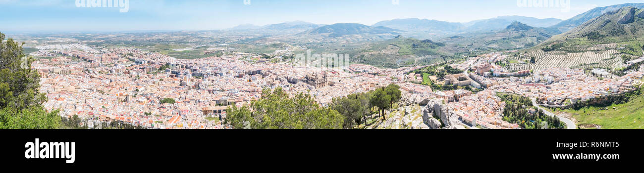 Jaen city panoramic view from Santa Catalina Cross view point, Spain ...
