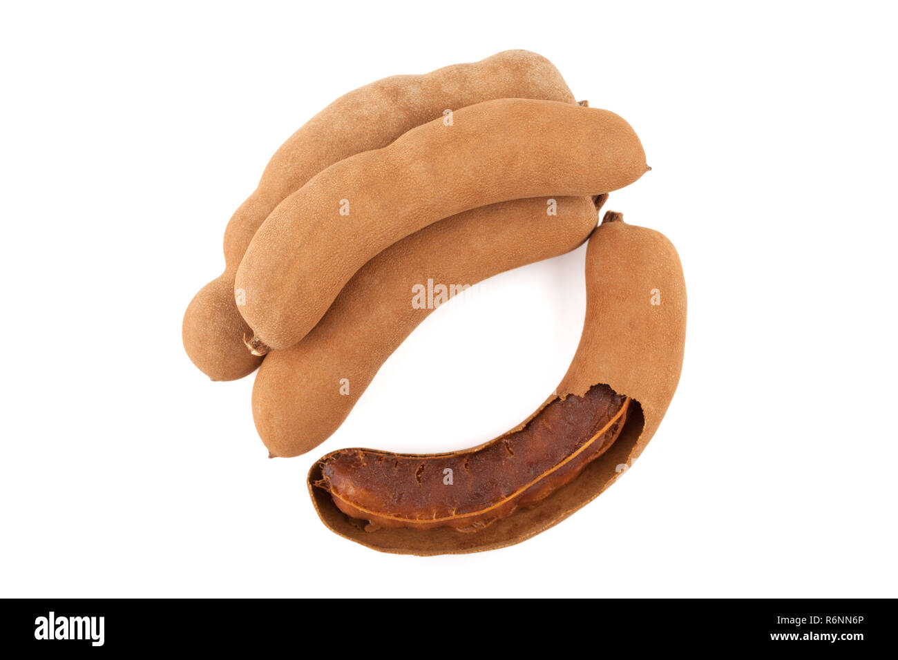 Top view tamarind pod isolated on white background with clipping path ...
